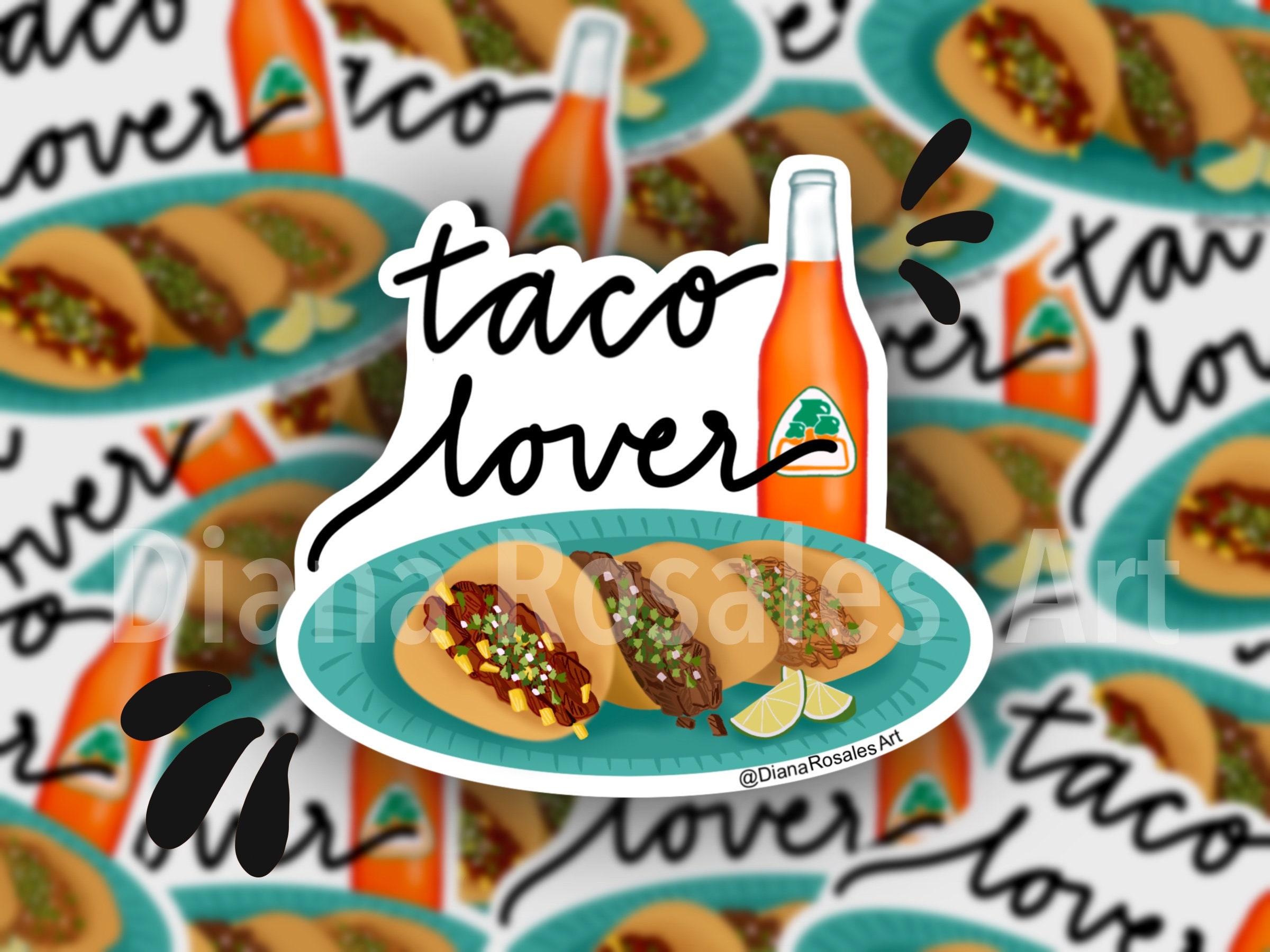 Taco Lover Sticker Taco Sticker Mexican Street Tacos - Etsy