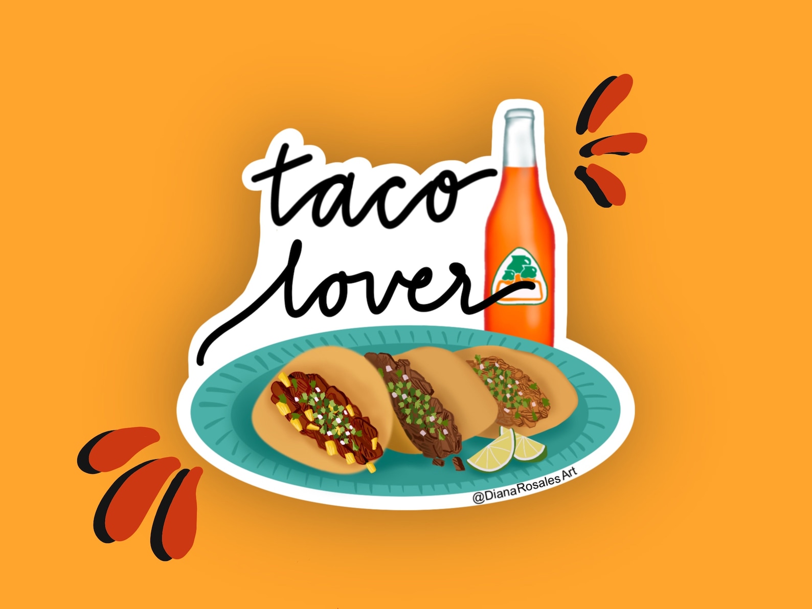 Taco Lover Sticker | Taco Sticker | Mexican Street Tacos | Waterproof ...