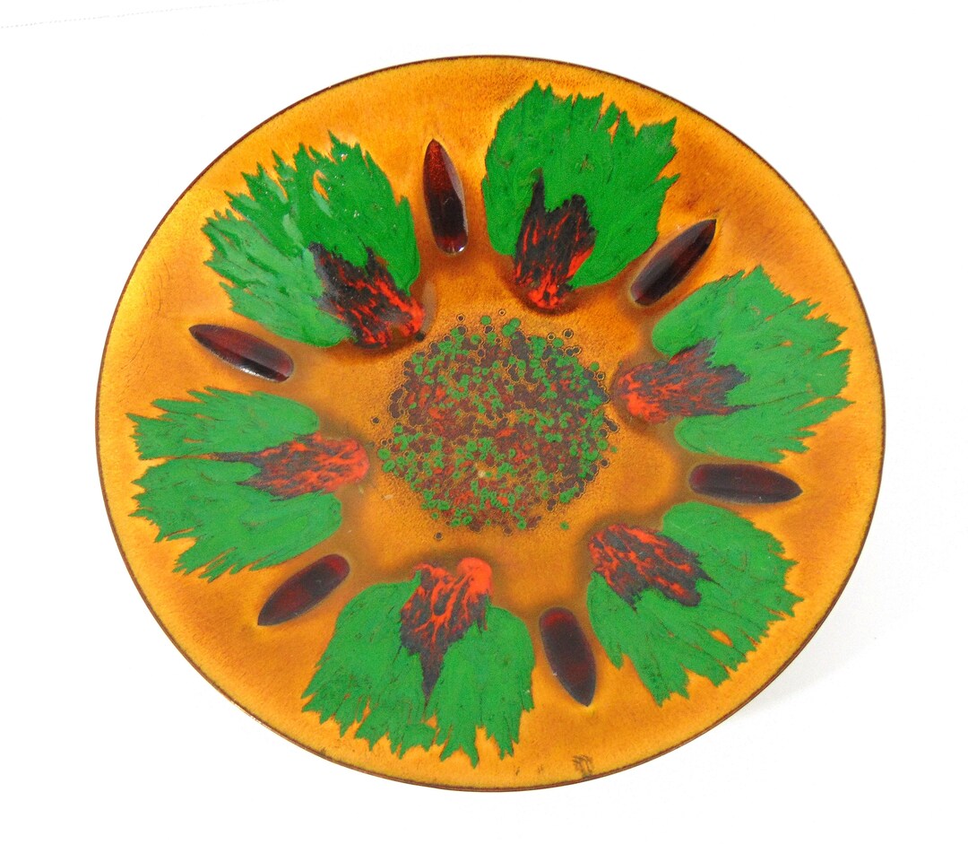 Mid Century Vintage Original Edwards Star Enamel on Copper Plate Dish ...