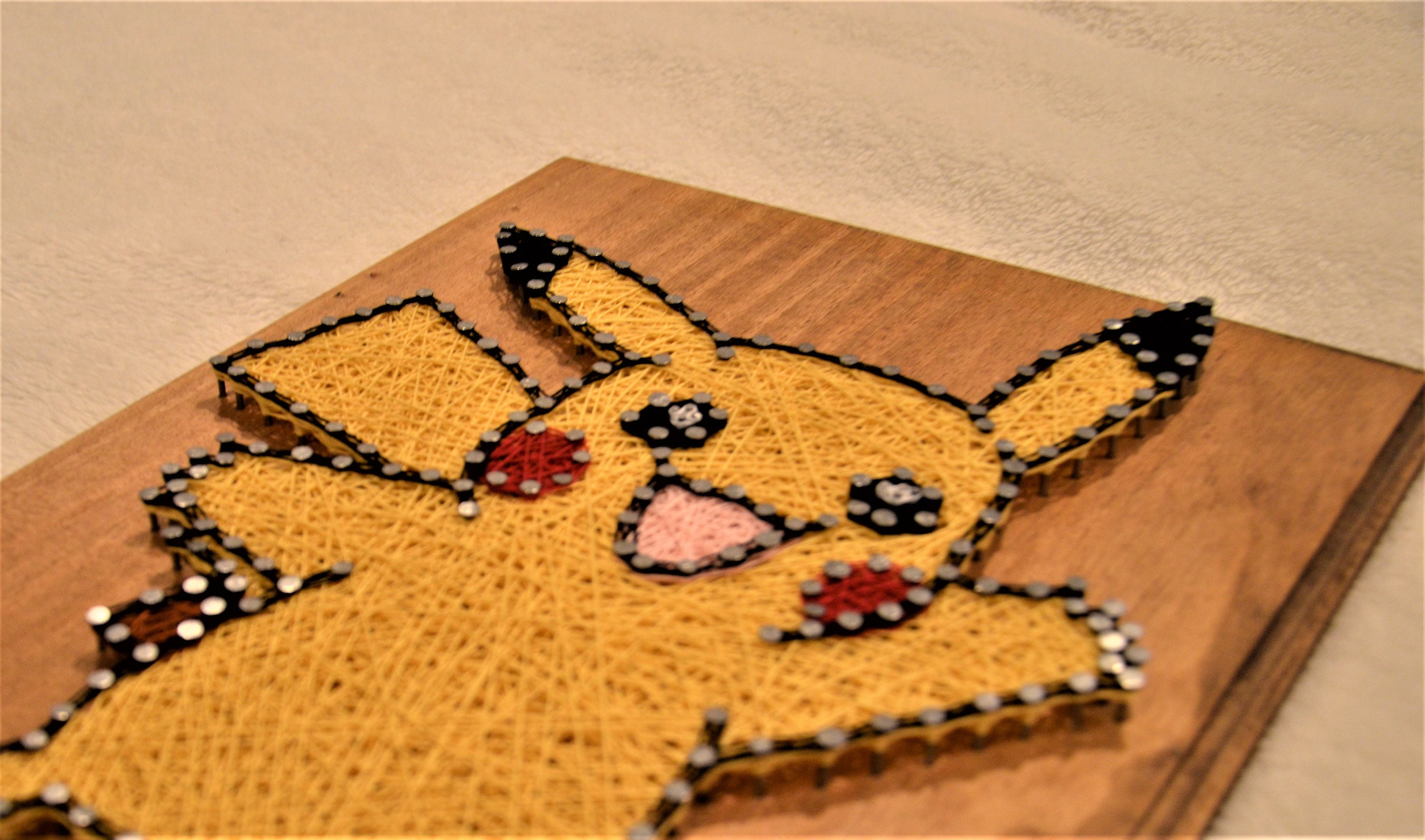 Nail String Art on Stained Wood Pikachu - Etsy