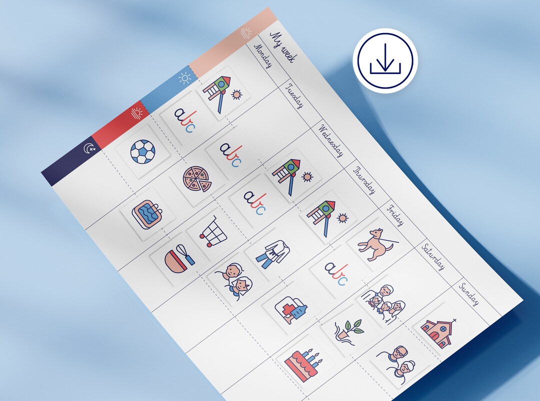 Printable Day & Week Planner With 80 Activity Icons | Teach Time ...