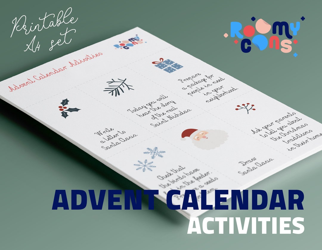 Advent Calendar Activity Cards, Set of 30 Xmas Tasks, Christmas Note ...