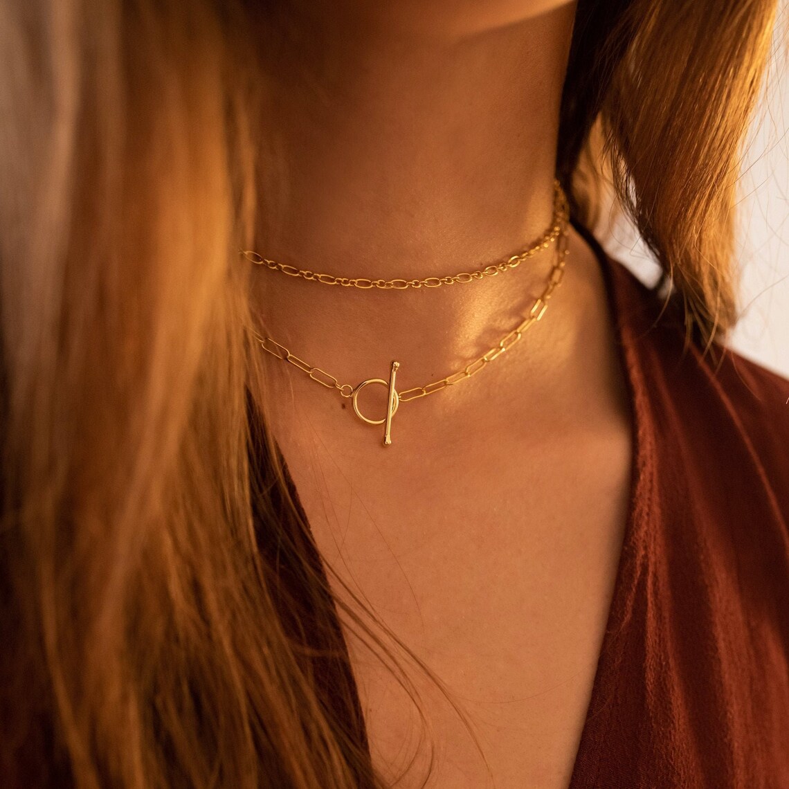 Thick Chain Necklace 14K Gold Link Chain Minimalist Choker - Etsy