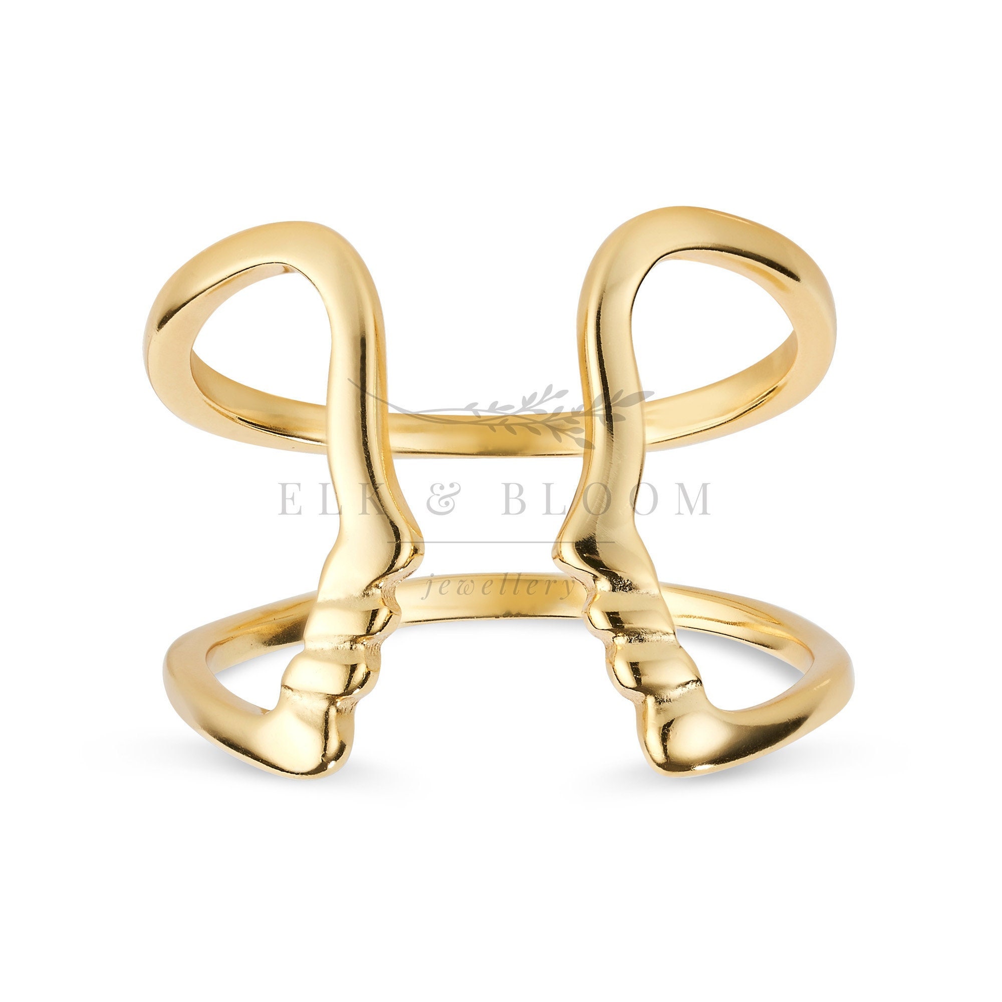 Thick 18K Gold Statement Face Ring Large Gemini Double - Etsy UK
