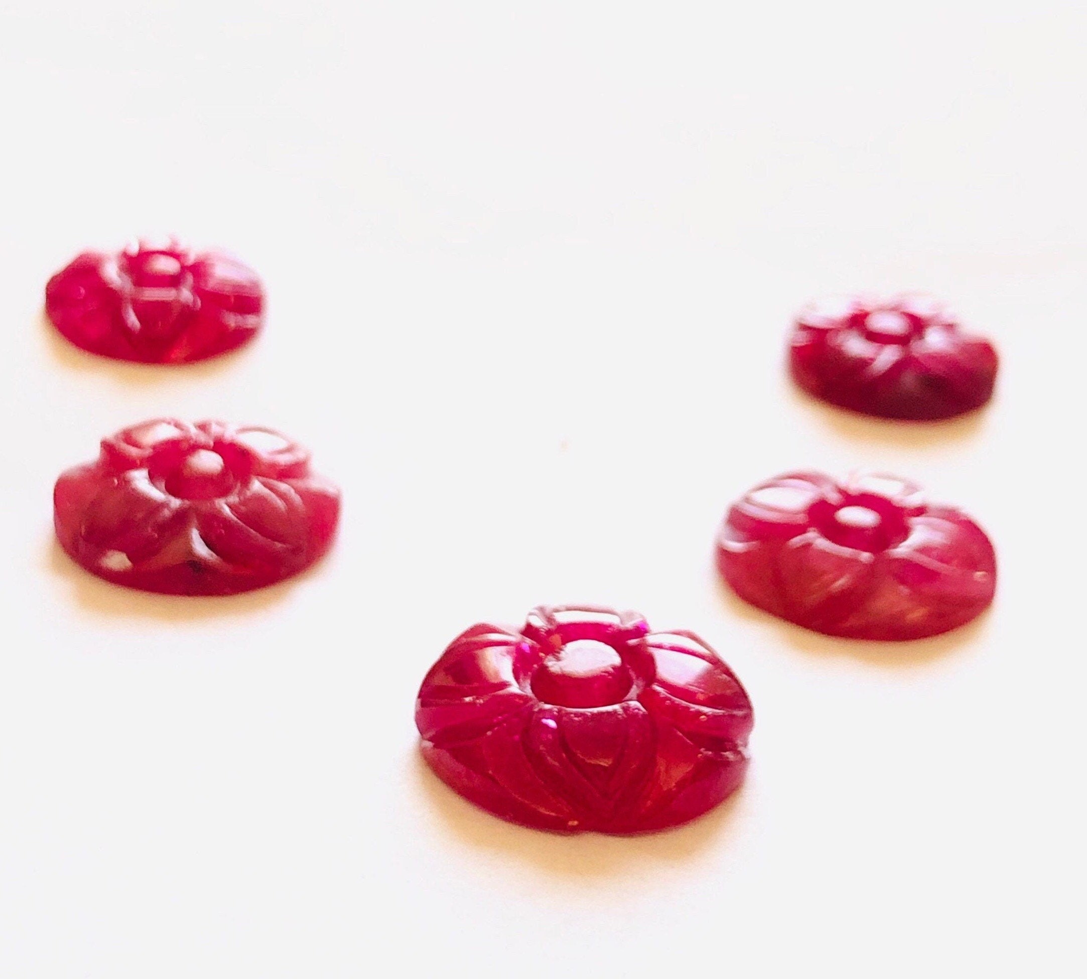 Certified 100% Natural Ruby Carving Flower Lot 19 to 16 Mm - Etsy UK
