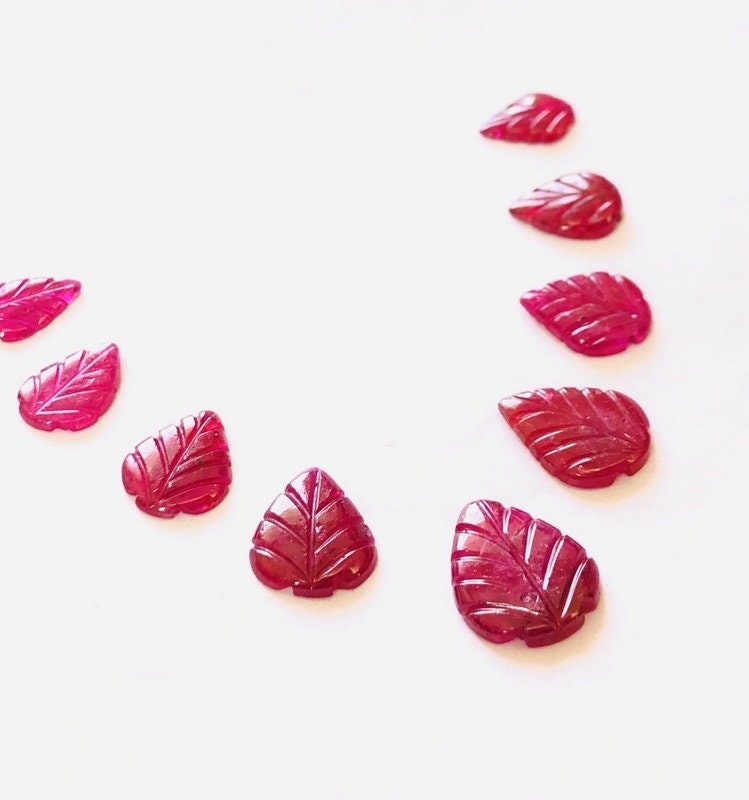 A One Quality Ruby Carving Leaf 17x11 to 9x7 mm Ruby Carved | Etsy