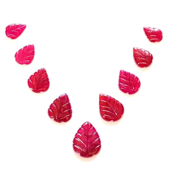 A One Quality Ruby Carving Leaf 17x11 to 9x7 Mm Ruby Carved - Etsy