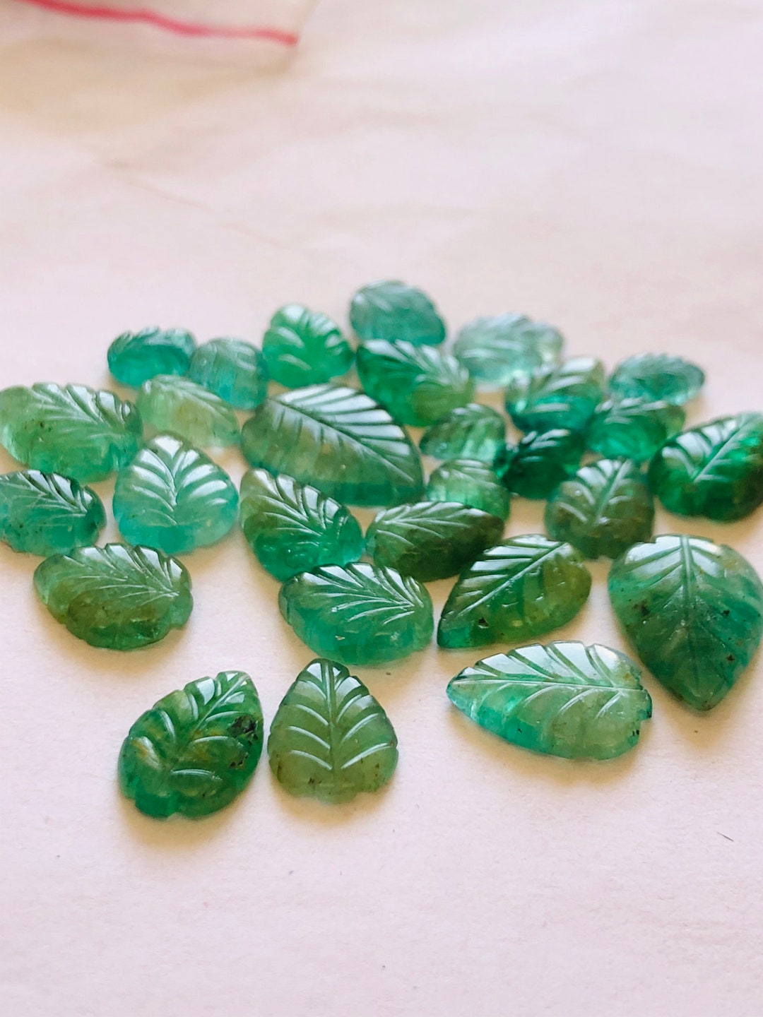 Certified Natural Emerald Carving Leaf, 17x12 to 8x6 Mm Emerald Carved ...