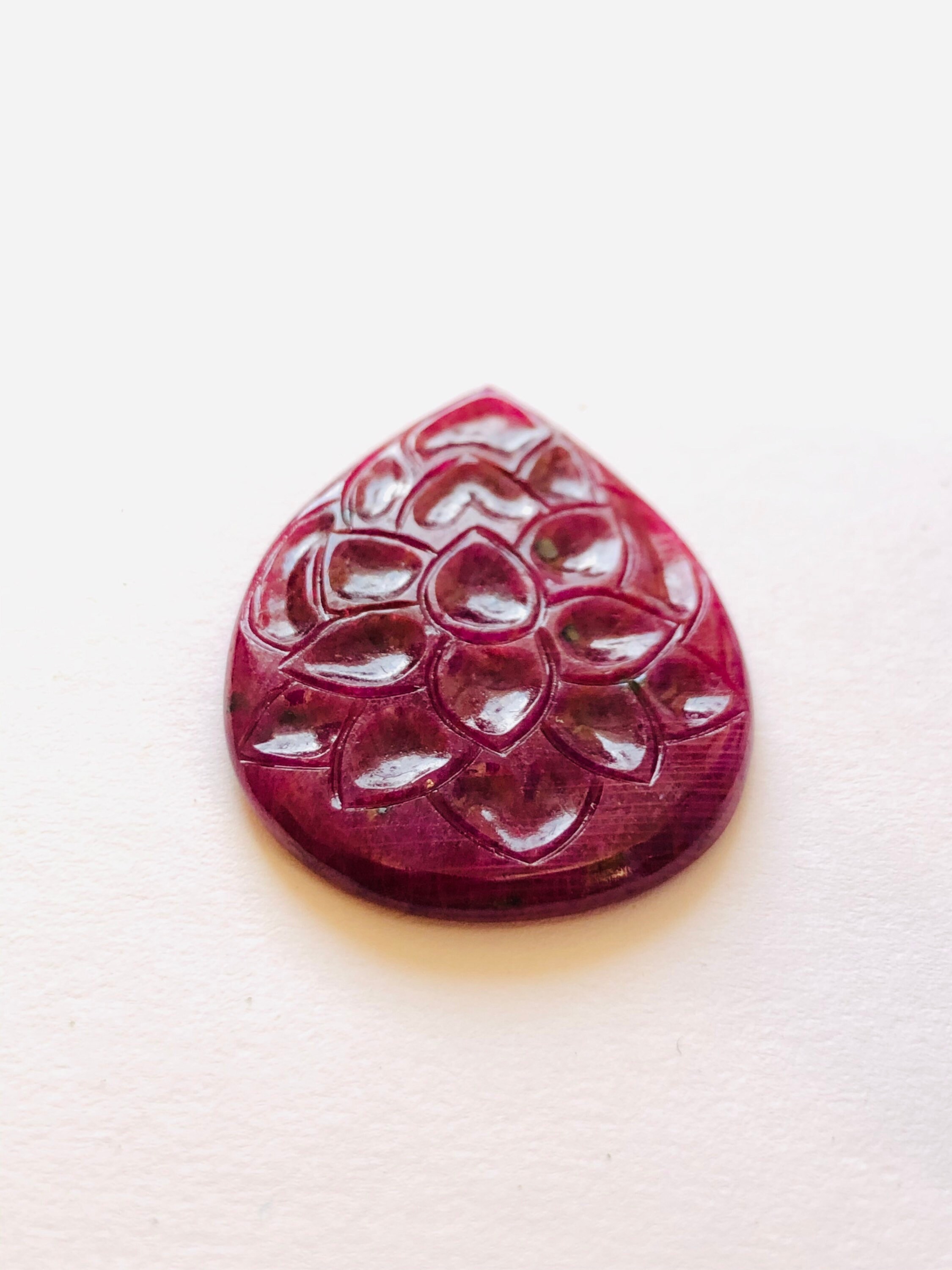Handmade Carved Ruby Pear Pendant, Certified Natural Ruby - Etsy UK