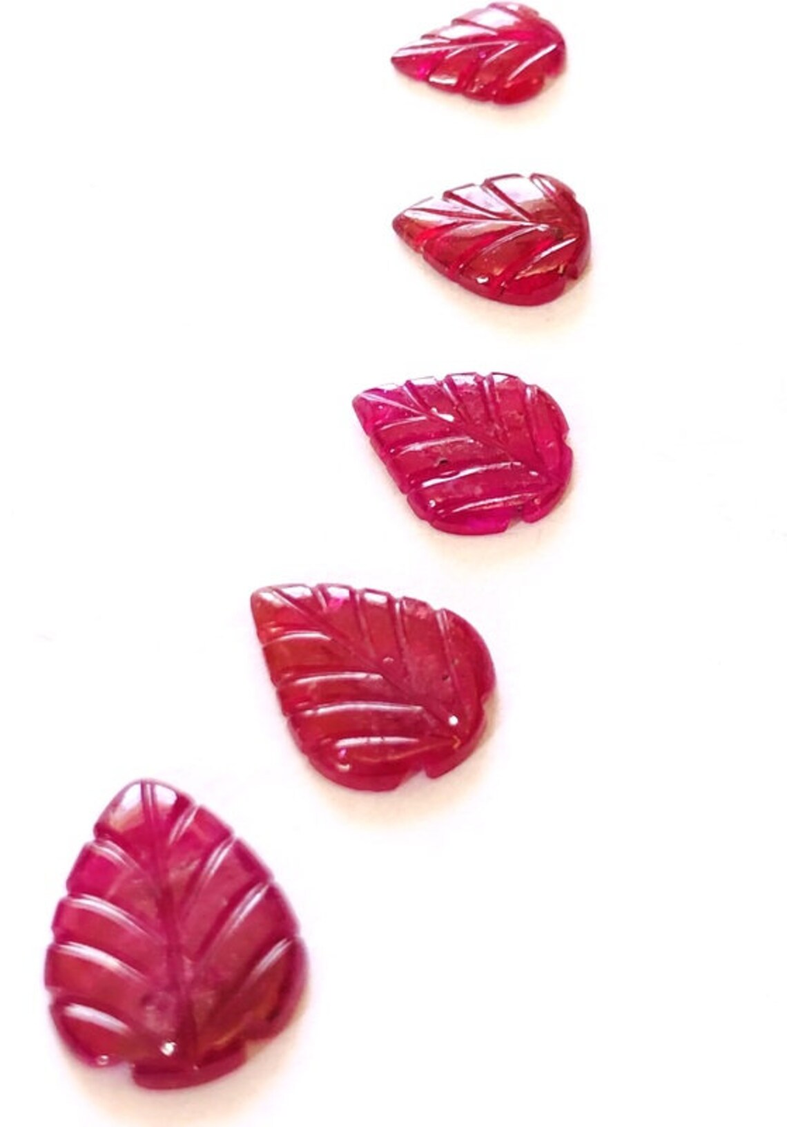 A One Quality Ruby Carving Leaf 17x11 to 9x7 Mm Ruby Carved - Etsy