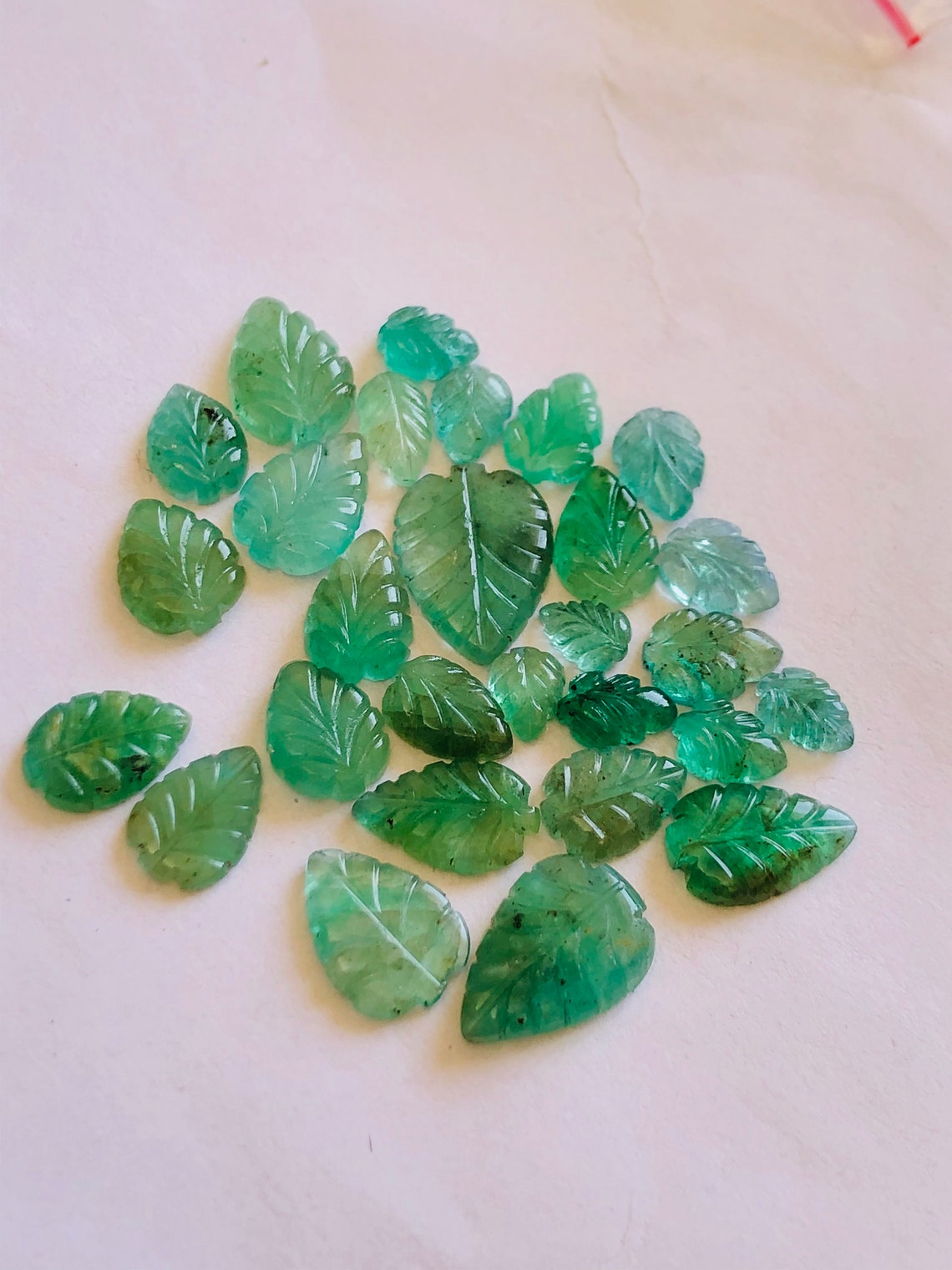 Certified Natural Emerald Carving Leaf, 17x12 to 8x6 Mm Emerald Carved ...