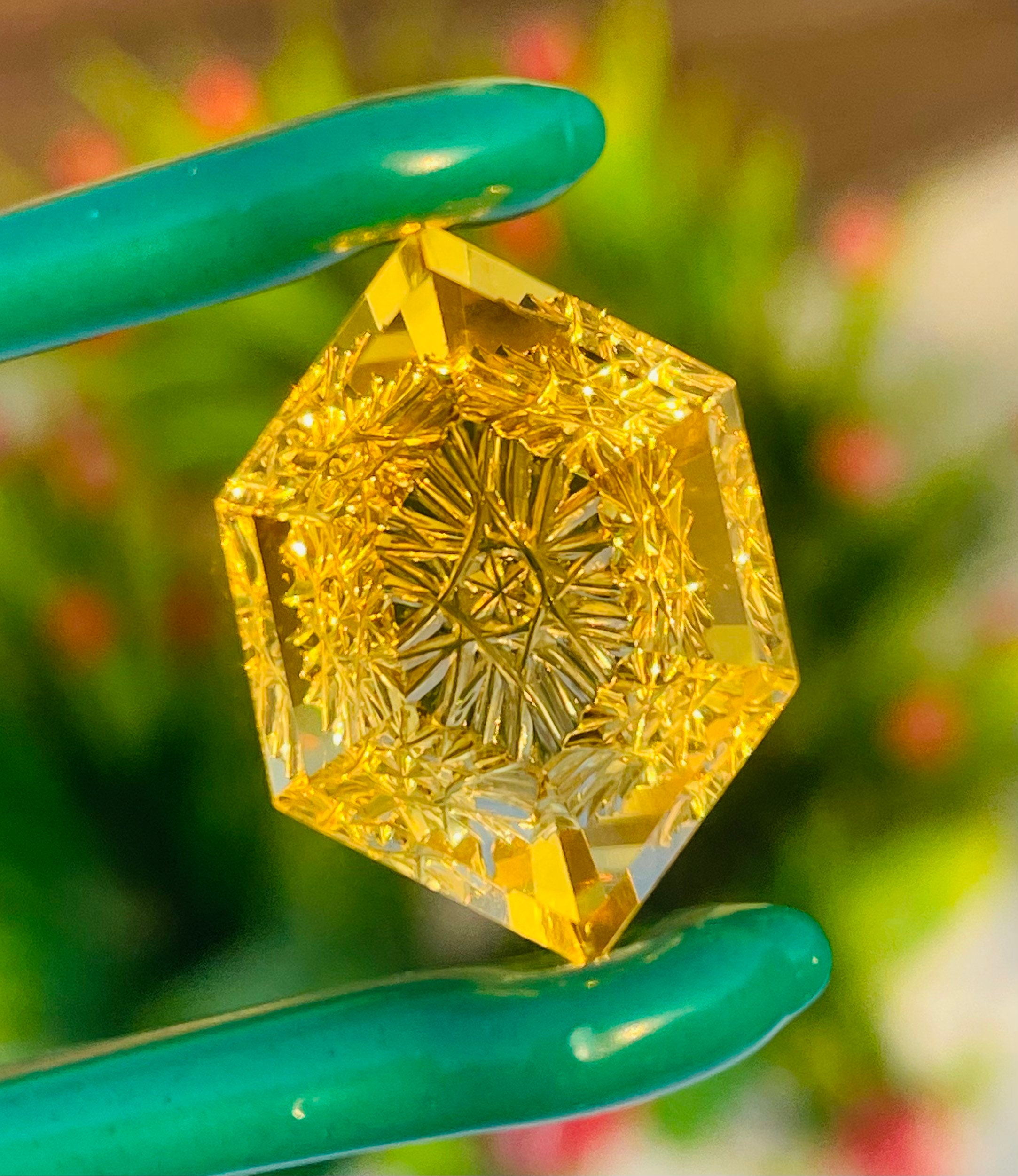 Natural Citrine Fantasy Carving, Hexagon Gemstone Pendant (20.40x14 ...