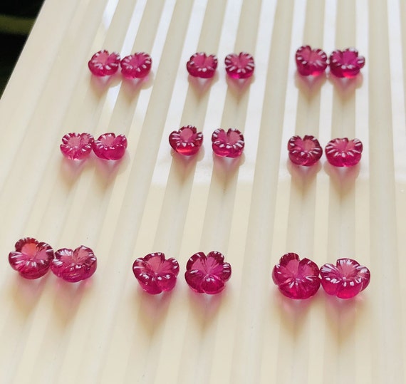 Amazing Natural Ruby Flower Carving 101112 Mm Carved - Etsy