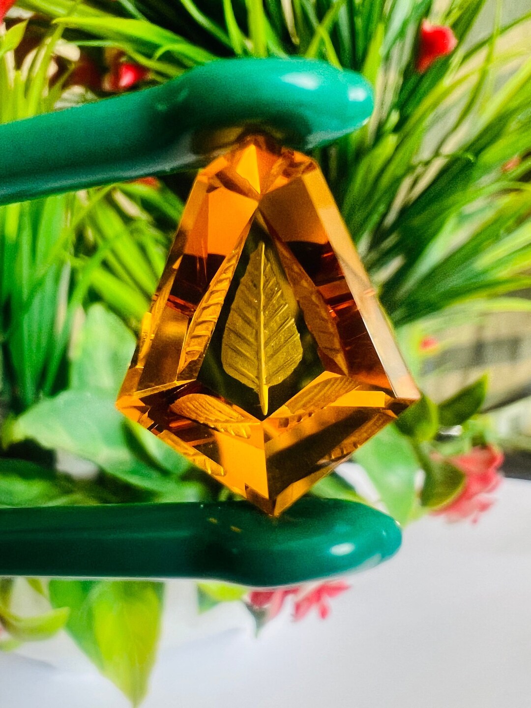 Gorgeous Leaf Carving 100% Natural Citrine Fantasy Carving Leaf Cut ...