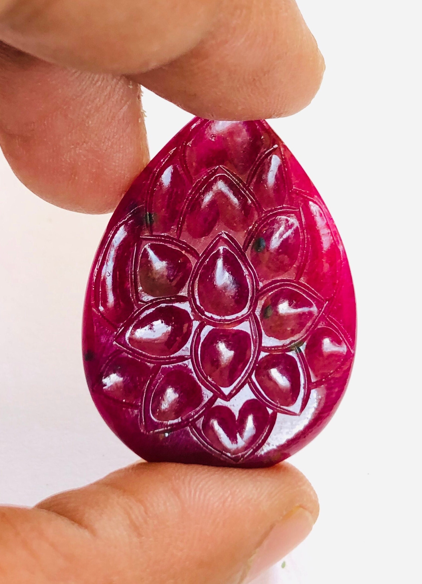 Certified Ruby !!! 100% Natural Ruby Designer Carving, Special Handmade ...