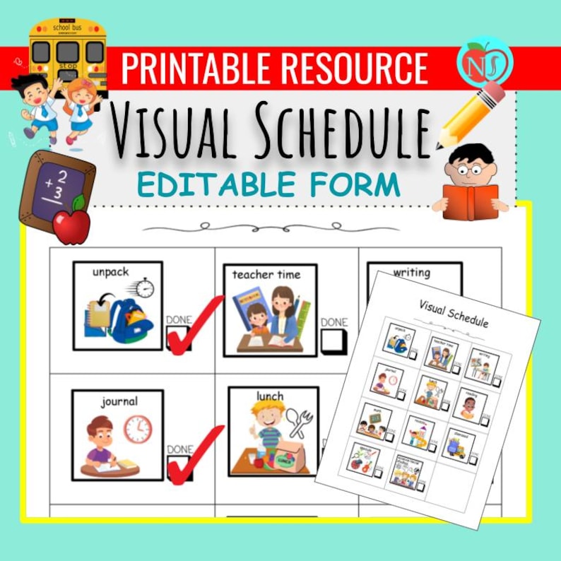 Editable Visual Schedule Checklist for Students | Special Needs ...
