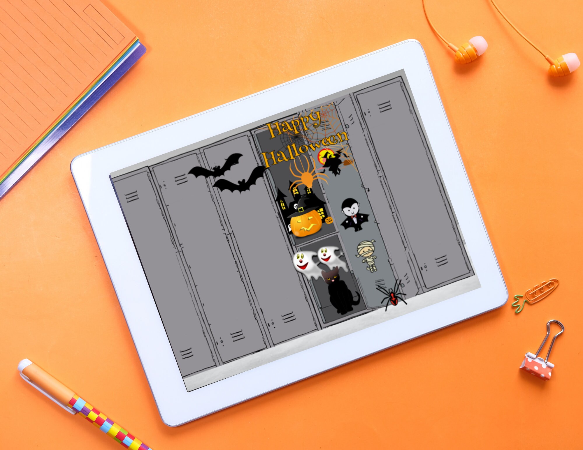 Virtual Locker EDITABLE HALLOWEEN Theme Bitmoji Classroom - Etsy