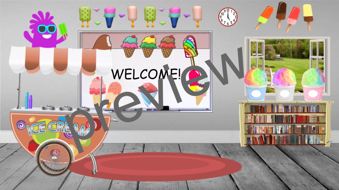 EDITABLE Ice Cream Party BITMOJI CLASSROOM Virtual - Etsy