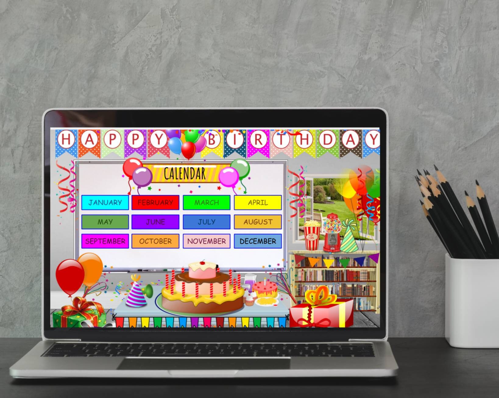 Happy Birthday Virtual Classroom | Birthday Bitmoji Calendar | Online ...