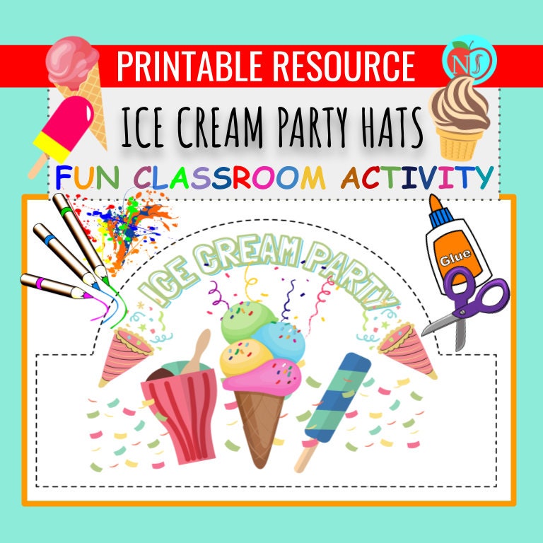 Ice Cream Party HATS | Make Your Own Hat for Classroom Ice Cream Party ...