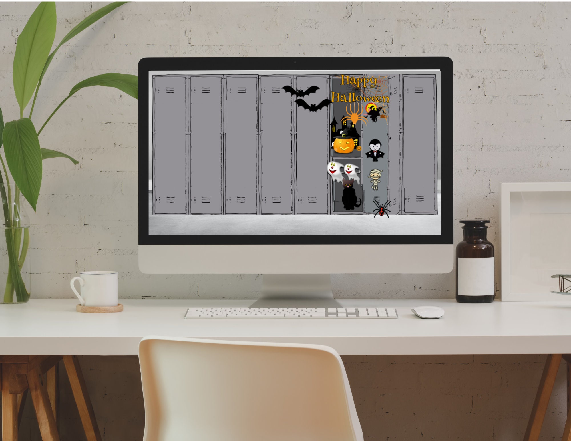 Virtual Locker EDITABLE HALLOWEEN Theme Bitmoji Classroom - Etsy