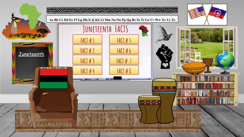 Bitmoji Classroom | JUNETEENTH Theme | 11 Slides | Interactive ...