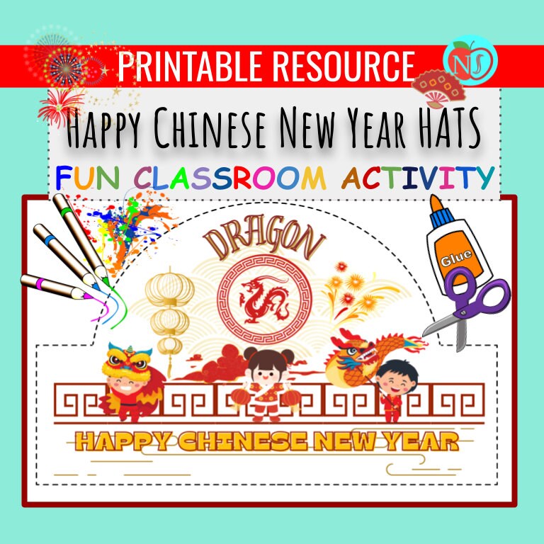 Chinese New Year Hats Fun Color Cut and Paste Activity Lunar New Year ...