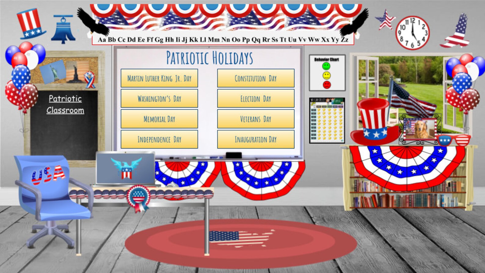 Bitmoji Classroom Patriotic USA Theme Online E-learning 10 Slides ...
