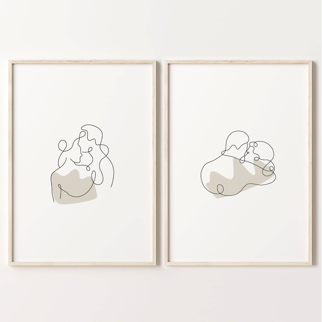 Line Art, Couple Line Art, Line Drawing, Abstract Art Print, Wall ...