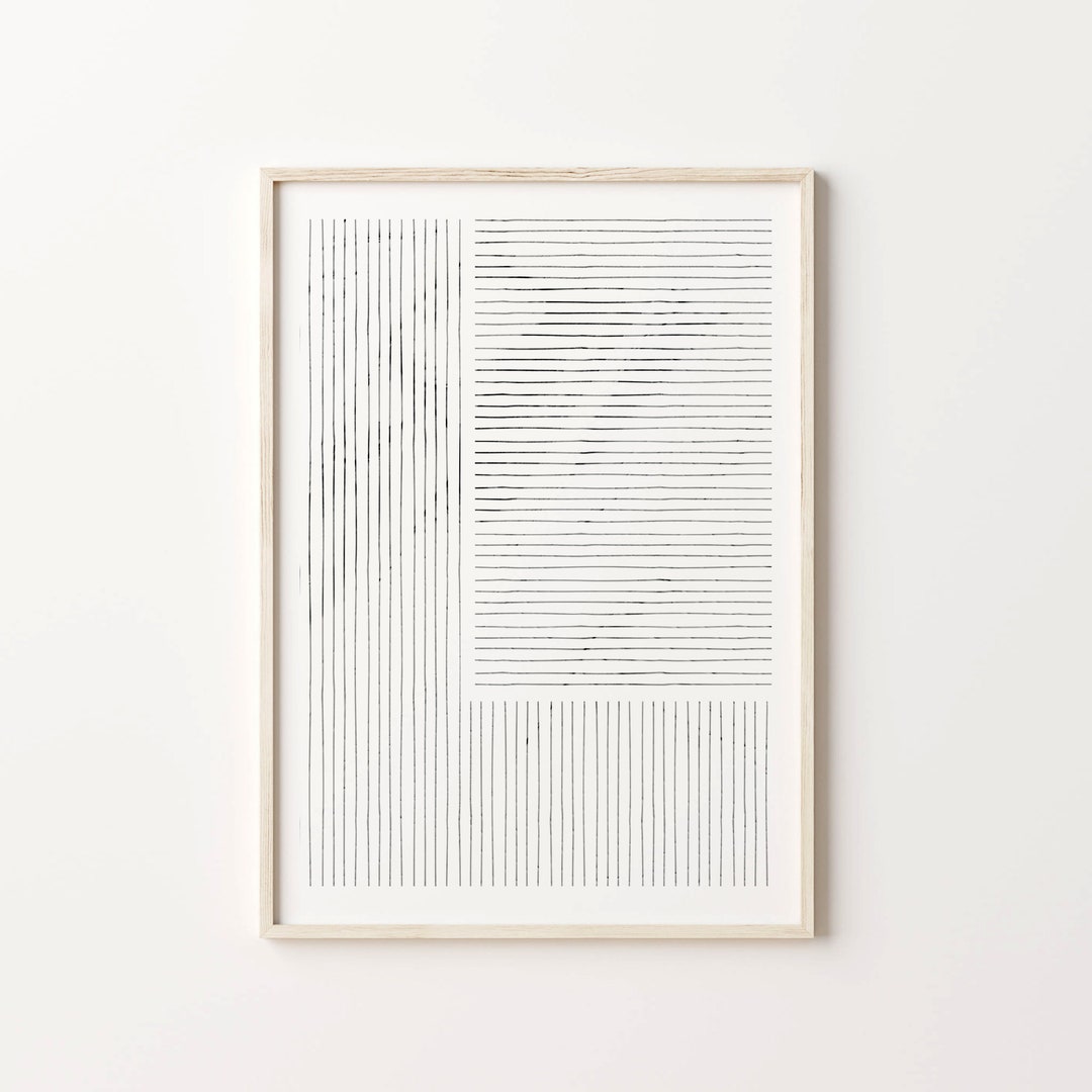 Abstract Line Art, Geometric Print, Downloadable, Black White Print ...