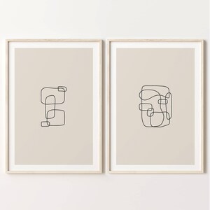 Buy Set of Two Line Wall Art, Printable Wall Art, Geometric Print ...