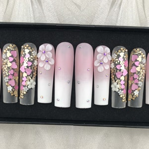 Xxl Press on Nails Long Square, Ombre Nails, Luxury Nails N313 - Etsy