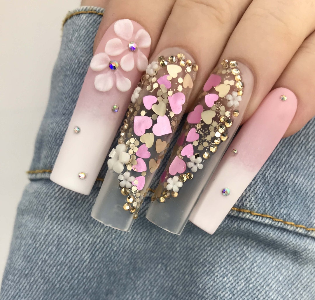 Xxl Press on Nails Long Square, Ombre Nails, Luxury Nails N313 - Etsy