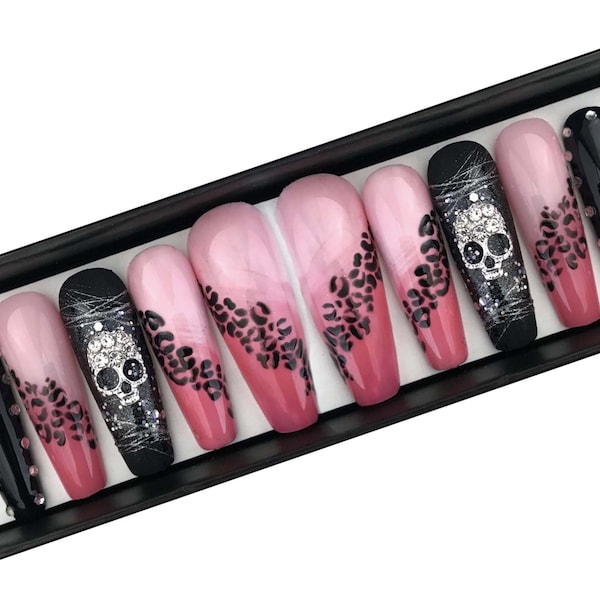Goth Press on Nails Pink - Etsy