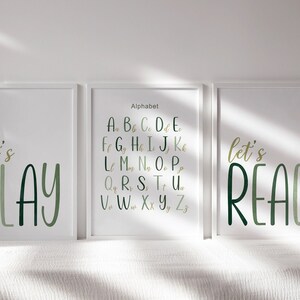 Sage Green Alphabet Prints Set of 3 | Nursery Wall Decor | Printable ...