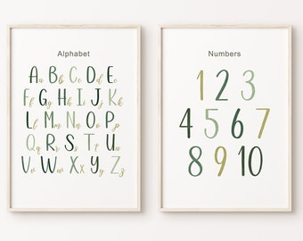 Alphabet and Numbers Poster Set of 2 ABC 1-10 Educational | Etsy