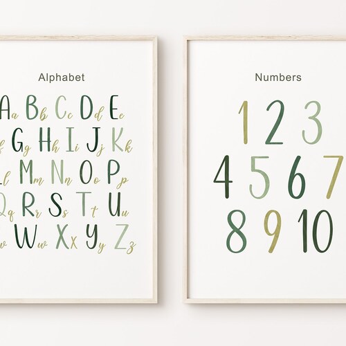 DIGITAL DOWNLOAD Nursery Decor Set of Two Green Alphabet - Etsy