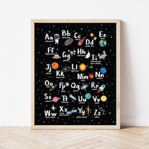 Space Theme Alphabet Poster | ABC Printable Wall Art | Educational ...