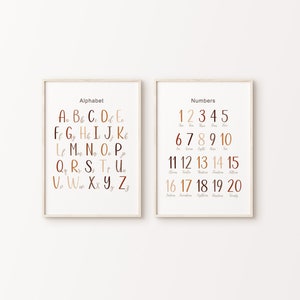 Alphabet Poster Set of 2 | ABC, 123 Printable Wall Art | Boho Nursery ...