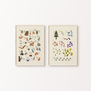 Woodland Alphabet Poster Set of 2 | Animal ABC, 1-10 Number Printable ...