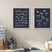 Outer Space Themed Wall Art Set of 2 Educational Print Space Alphabet ...
