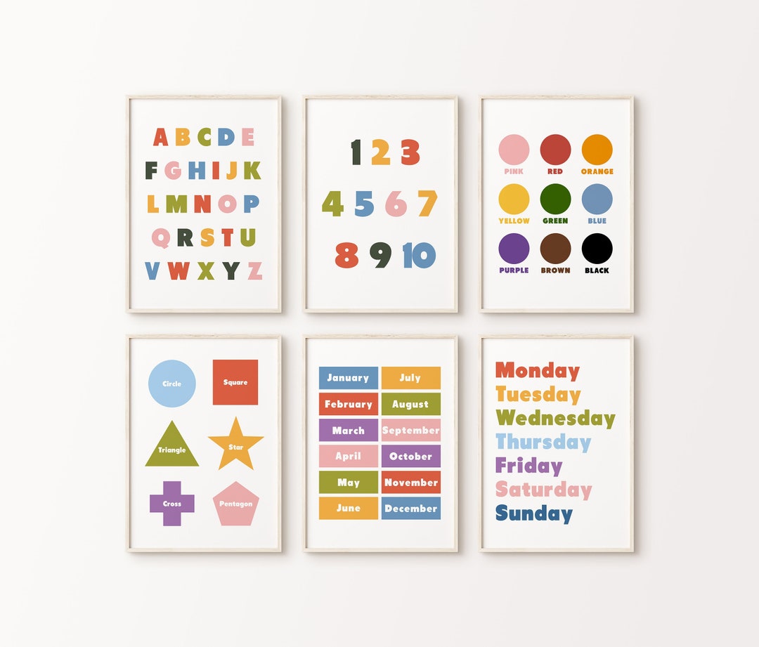 Educational Prints Set of 6 | Preschool Learning Prints | Printable ...