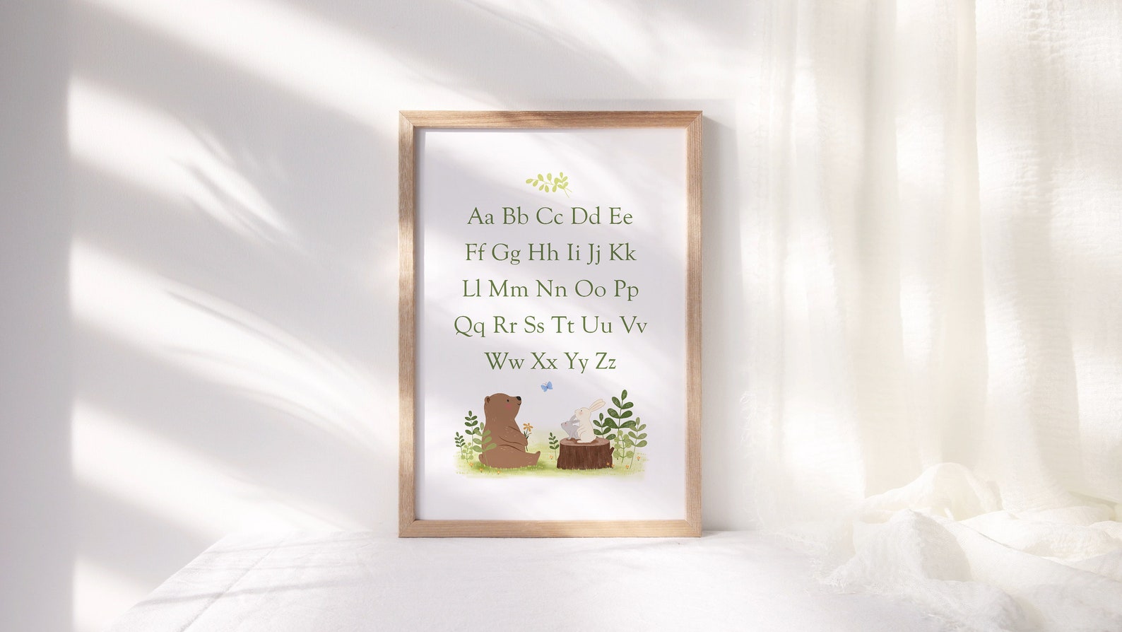 Green Alphabet Poster Woodland ABC Print Printable Wall - Etsy