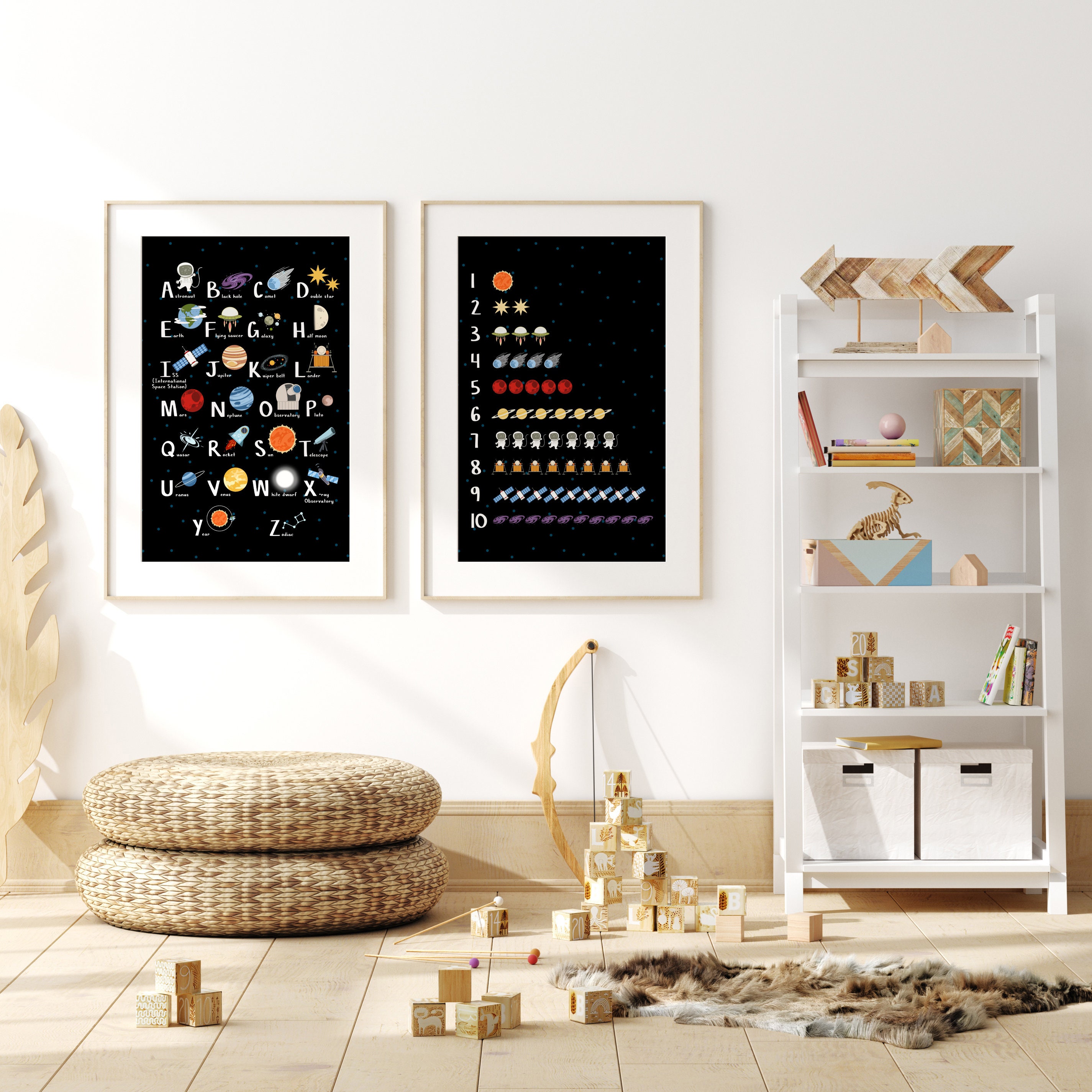 Outer Space ABC 123 Prints Set of 2 Alphabet Poster 1-10 - Etsy
