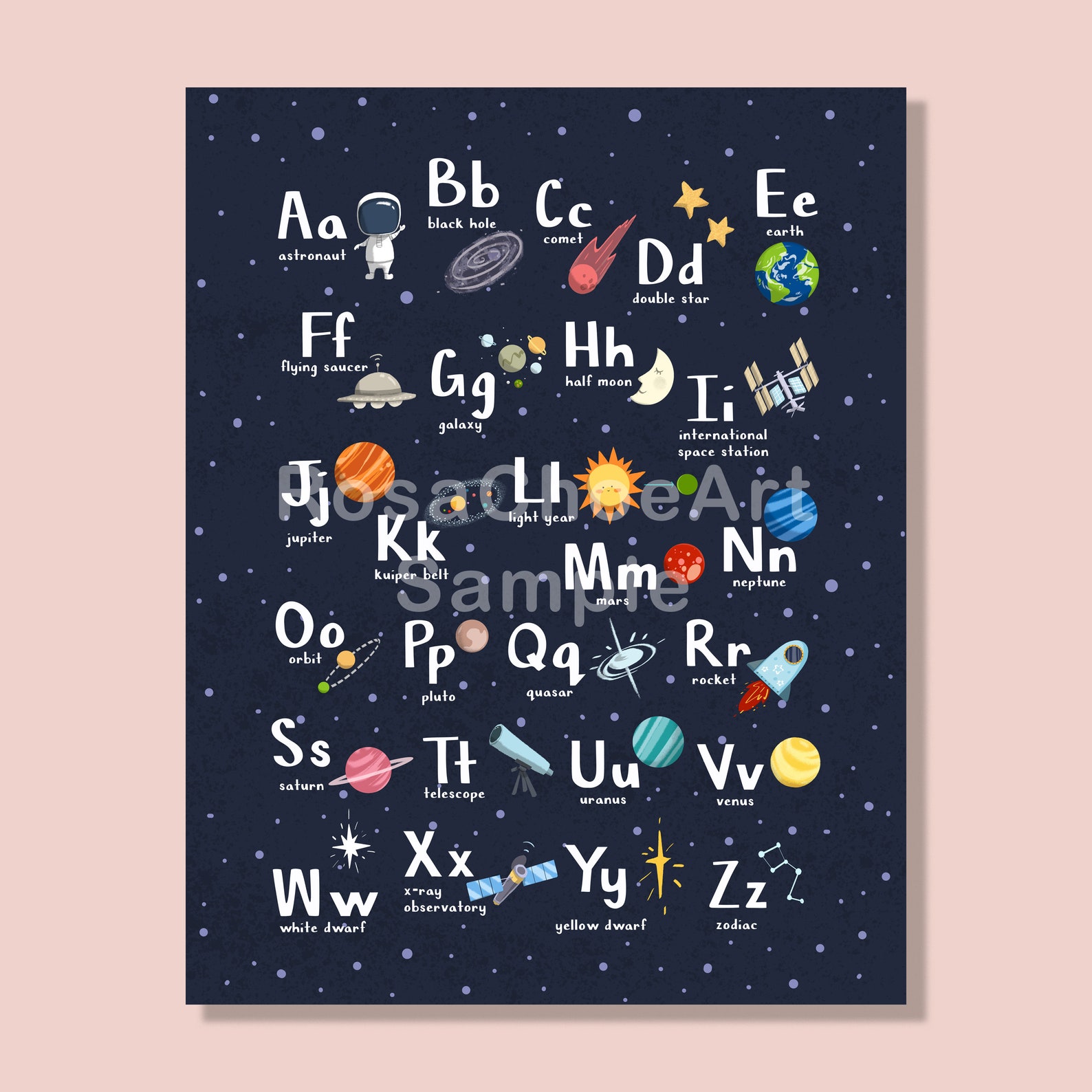 Outer Space Alphabet Solar System Poster Set of 2 Printable | Etsy