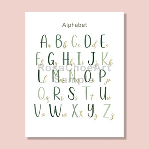 Sage Green Alphabet Poster | ABC Printable Wall Art | Chic Nursery ...