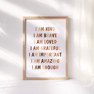 Positive Affirmation Poster for Kids | Growth Mindset Wall Art ...