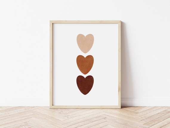 Boho Three Heart Print Cozy Nursery Room Decor Printable - Etsy