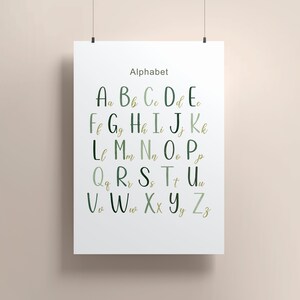 Sage Green Alphabet Poster | ABC Printable Wall Art | Chic Nursery ...