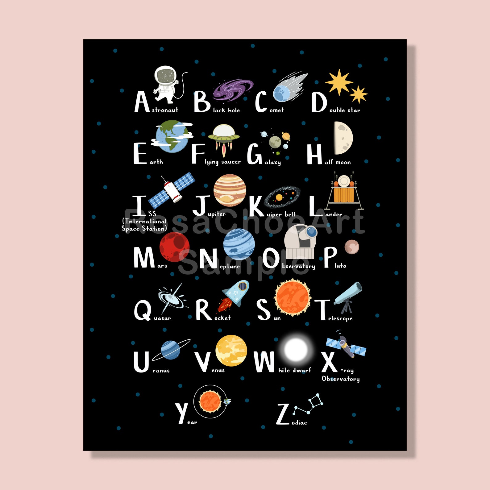 Space ABC Alphabet Poster Printable Wall Art Outer Space - Etsy